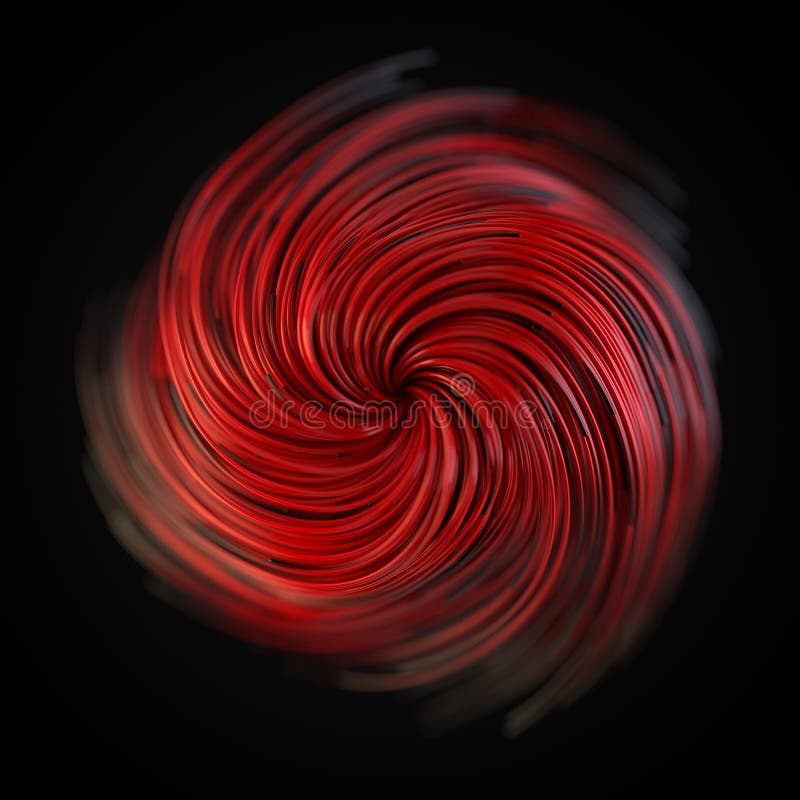 Red Strings Growing and Twisting on Air. 3d Illustration with Black ...