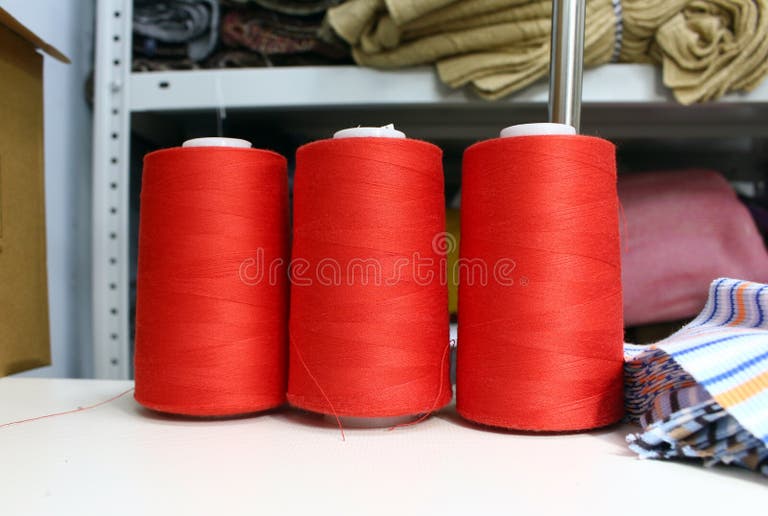 Red Strings are Standing in a Row Stock Image - Image of craft, strands ...