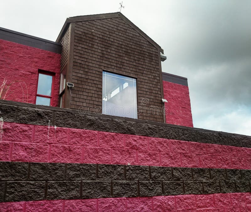 Red striped building stock photo. Image of olympia, building - 55084460