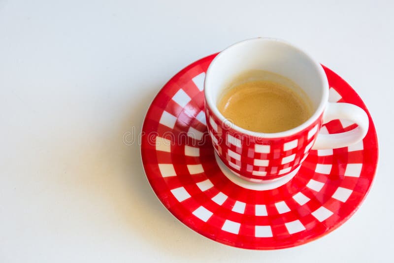 Red striped cup of coffee stock photo. Image of isolated - 59181226