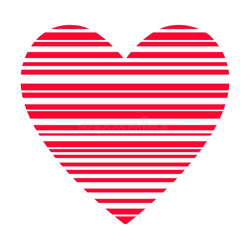 Red striped heart icon stock illustration. Illustration of heart ...