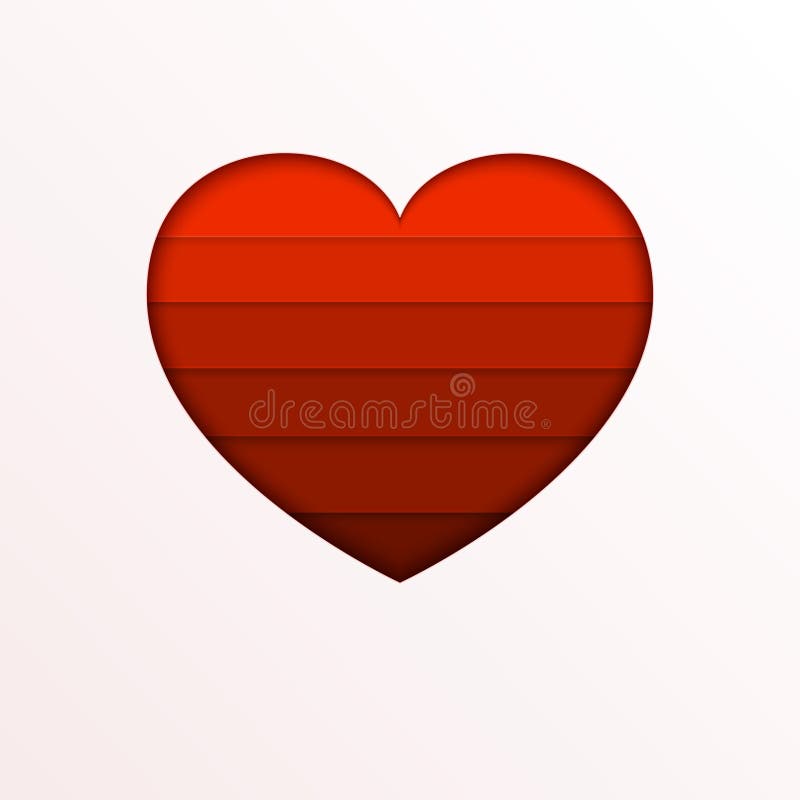 Red Striped Heart - Unusual Style Design for Greeting. Stock Vector ...