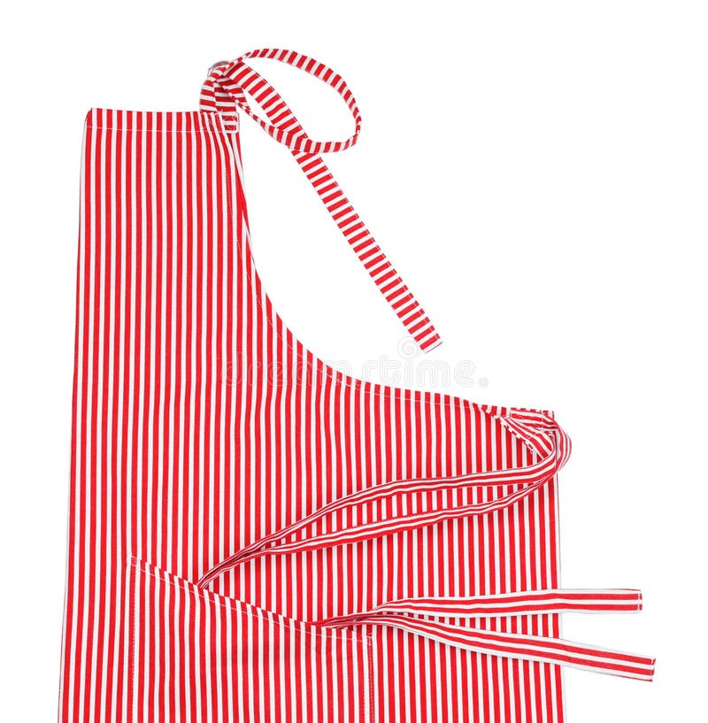 Red Striped Kitchen Apron Isolated on White Stock Photo - Image of ...