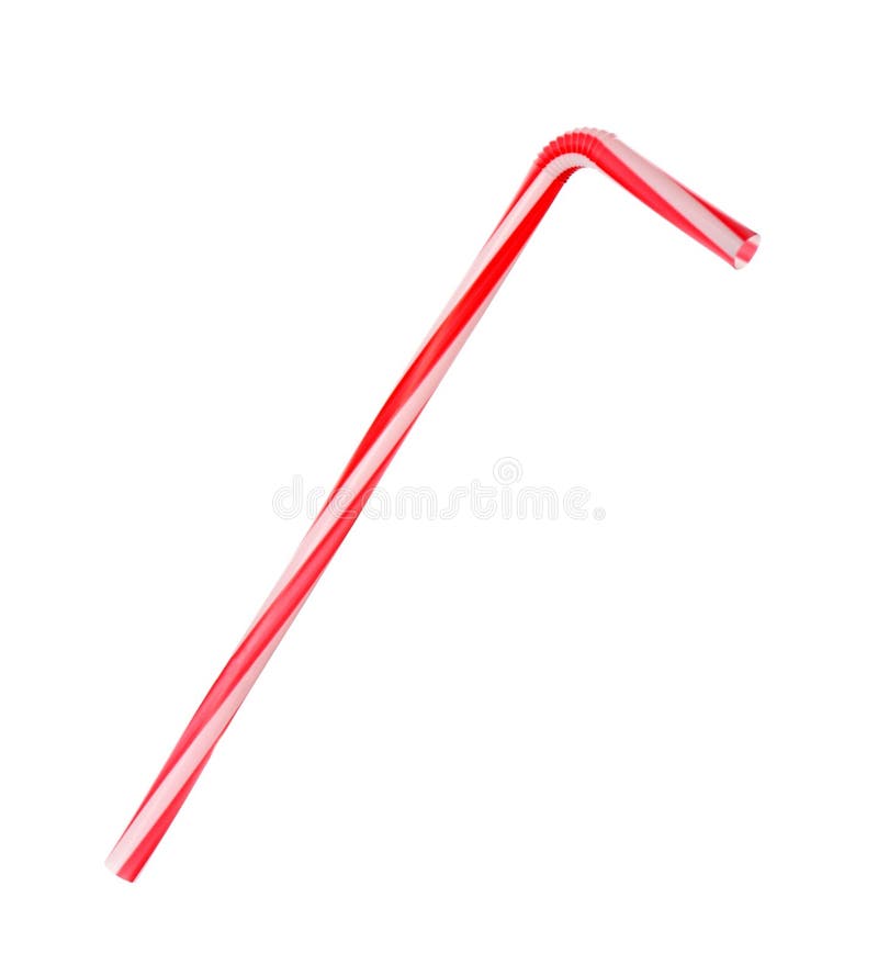Red Striped Plastic Straw for Drink Isolated on White Stock Photo ...