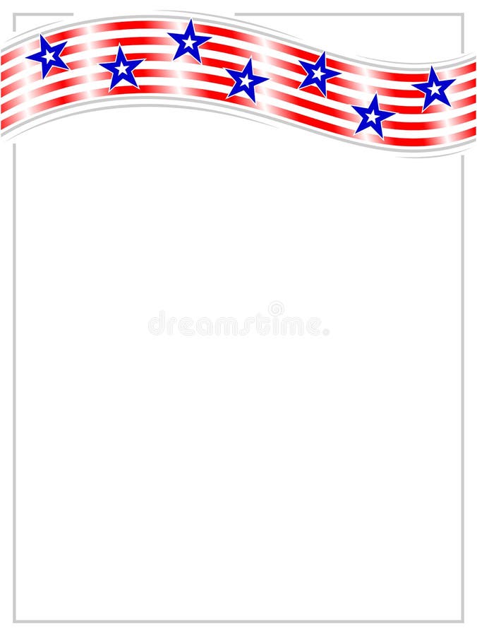 American Flag Symbols Stars and Stripes Frame Border Wave Pattern Stock ...