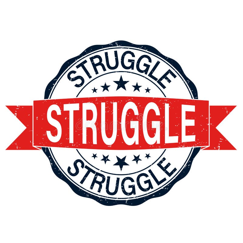 Red Struggle Rubber Web Stamp with Stars Stock Illustration ...