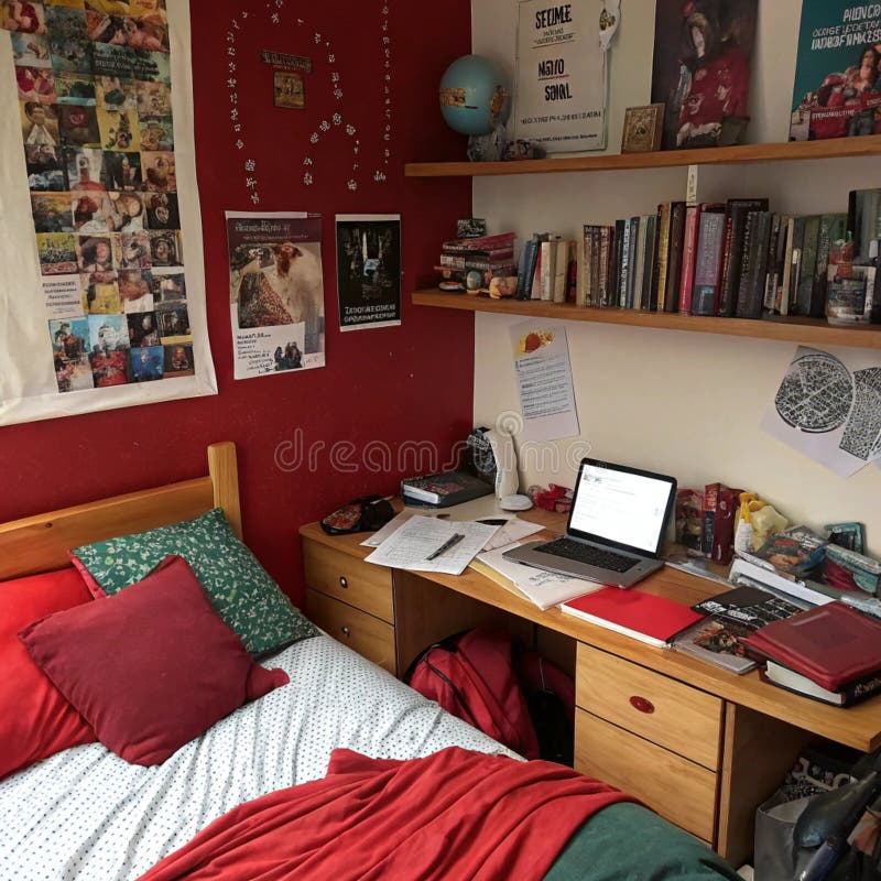 Red Student Room for Back To School Stock Illustration - Illustration ...