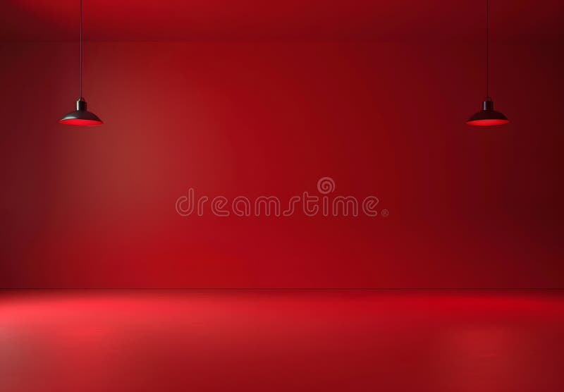 Red Studio Room Background with Lights Stock Illustration ...