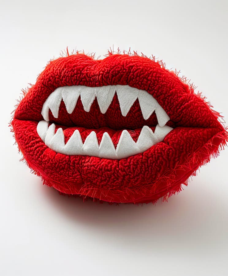 A Red Stuffed Animal with Teeth and a Mouth Stock Image - Image of ...
