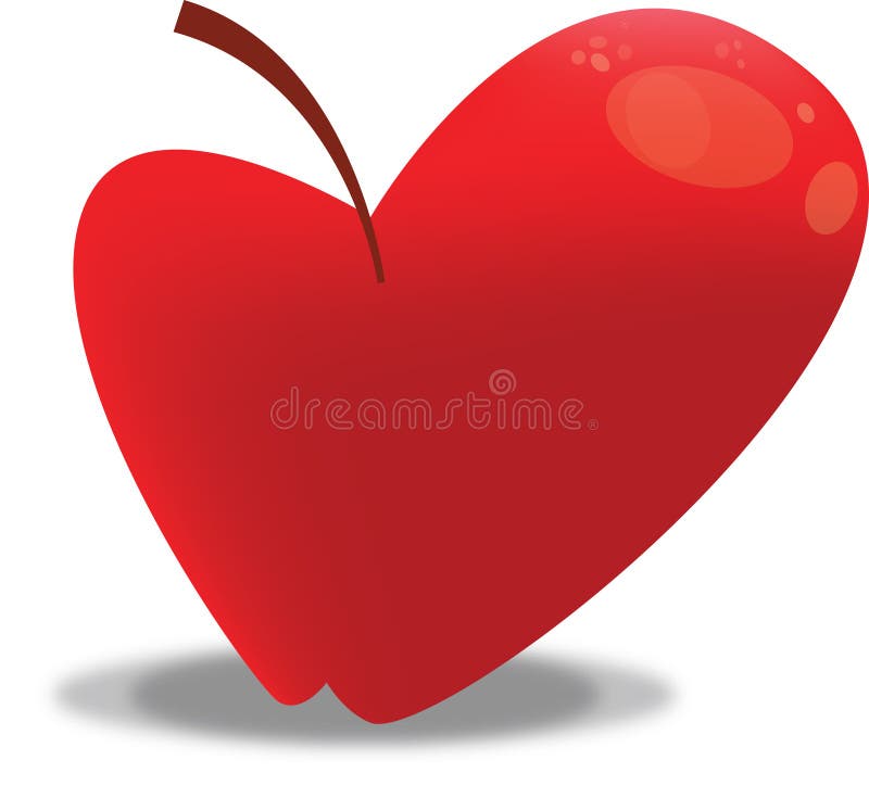 Stylized Apple Isolated with Leaf Stock Illustration - Illustration of ...