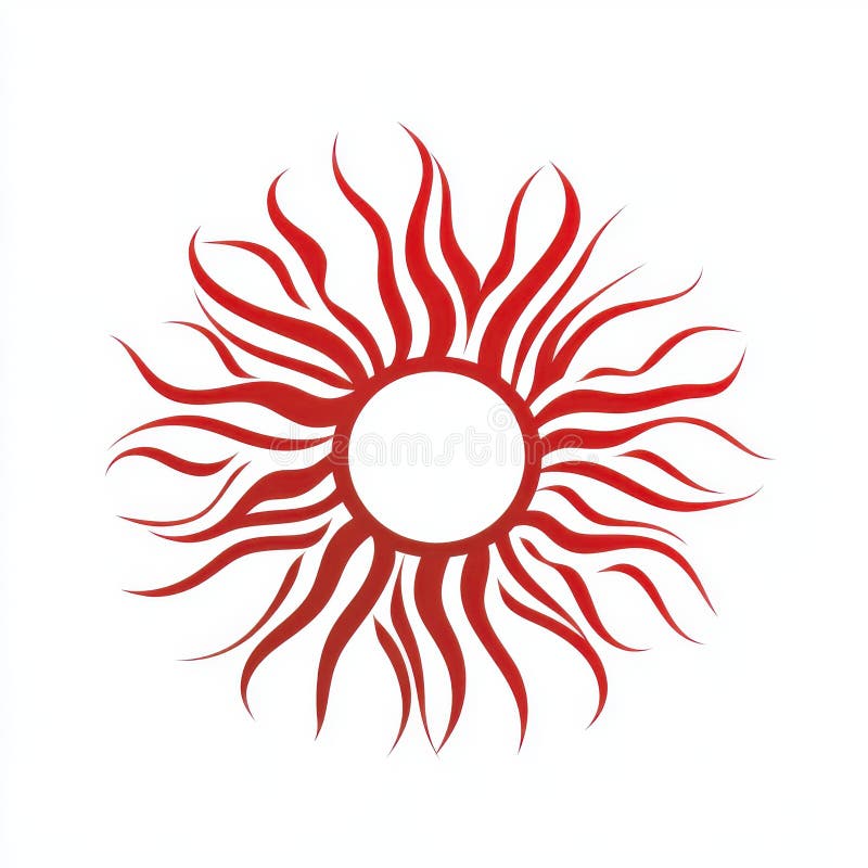 Red Stylized Sun Graphic Design on White Stock Illustration ...