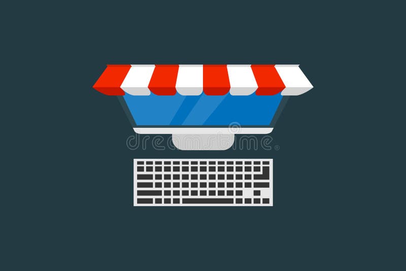 Desktop Online Store Top View.Conceptual Vector Illustration. Stock ...