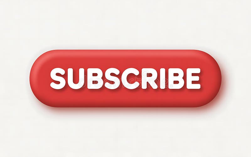 Red Subscribe Button Icon with Shadow on White Background for Design ...
