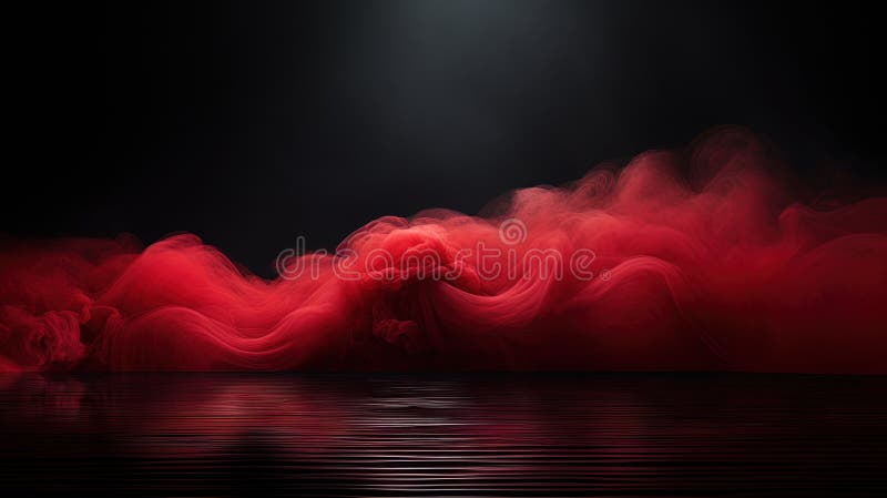 A Red Substance is Floating in the Water on a Black Background Stock ...
