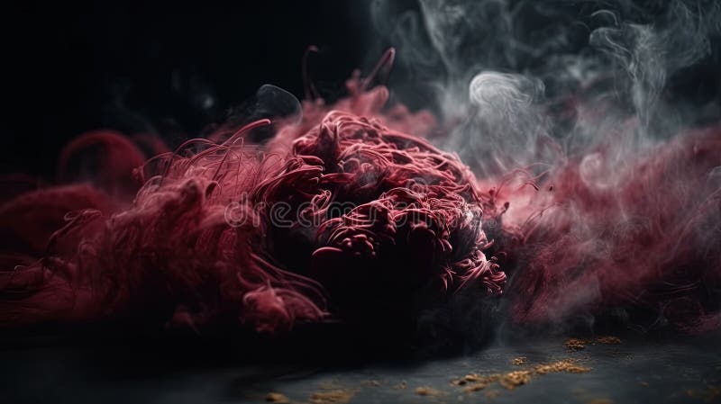 A Red Substance is on the Ground with Smoke Coming Out of it Stock ...