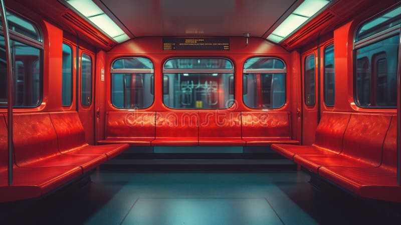 Red Subway Car with Empty Seats, Metro Underground Transport ...