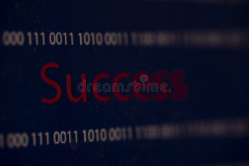 Red Success Message and the Numbers 0 and 1 Stock Photo - Image of ...