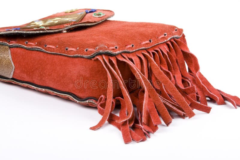Red Suede Bag with Fringe stock image. Image of flat, hand - 4763657