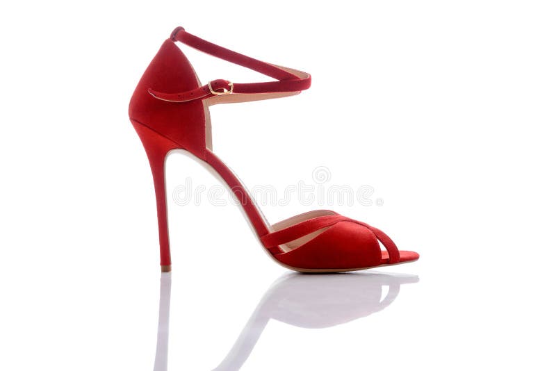 Red suede sandals stock image. Image of feminine, graceful - 96662585