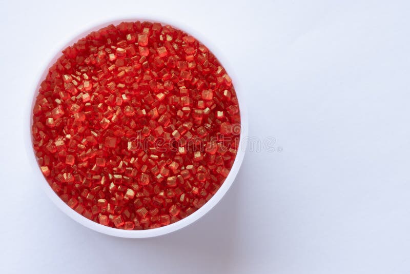 Red Sugar Crystals in a Bowl Stock Image - Image of background, white ...