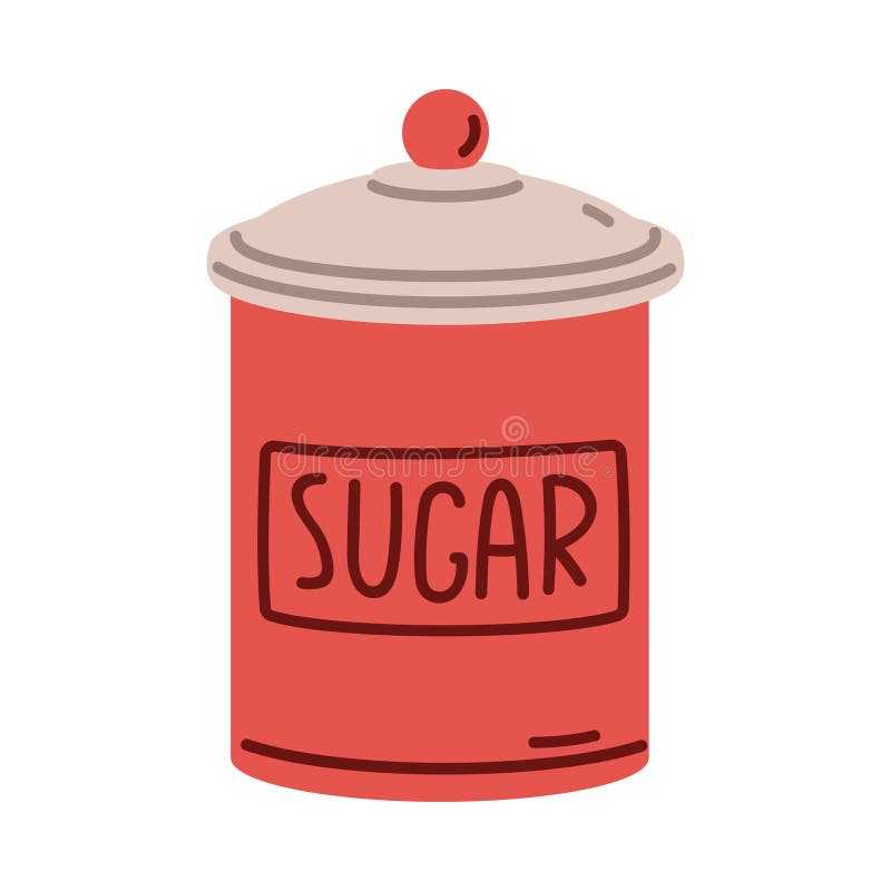 Red Sugar Jar with Closed Lid As Cooking Utensil Vector Illustration ...