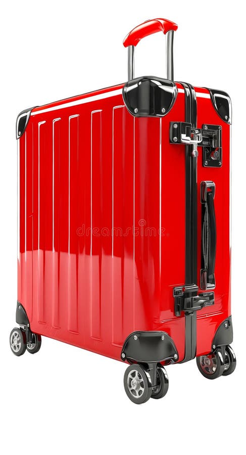 A Red Suitcase with Wheels on Transparent Background Stock Image ...