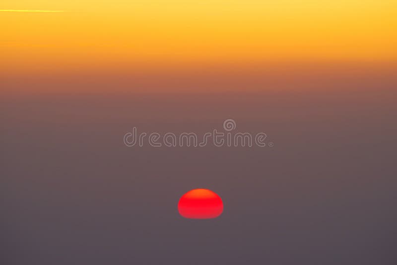 Red sun appear at horizon stock image. Image of abstract - 162860195
