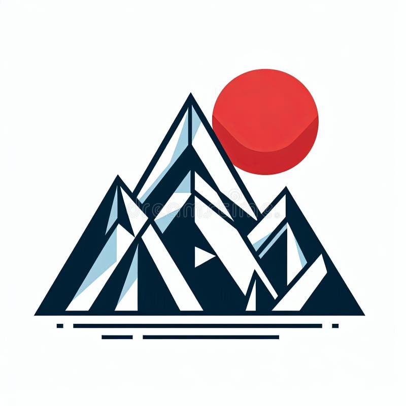 Red Sun Behind Abstract Hills Stock Illustration - Illustration of ...