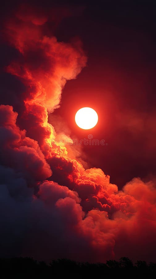 Red Sun Glowing through Thick Wildfire Smoke Creates Dramatic Scene ...