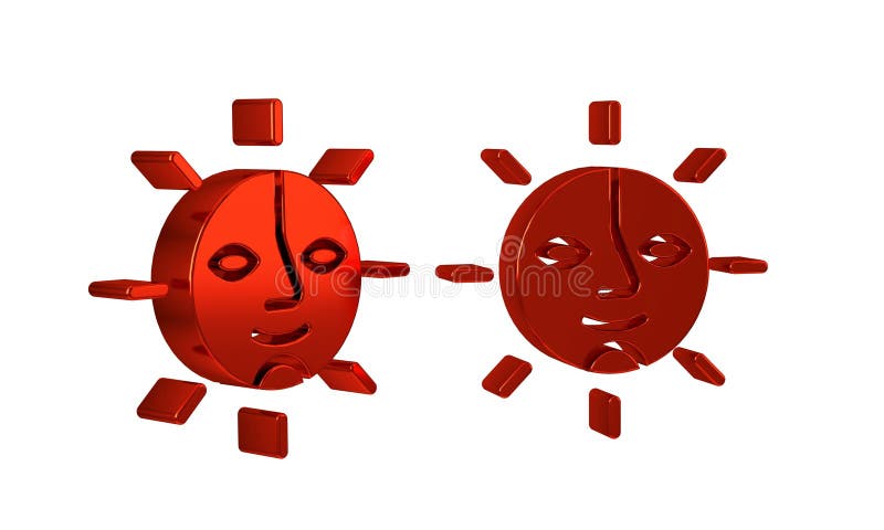 Red Sun Icon Isolated on Transparent Background. Stock Illustration ...