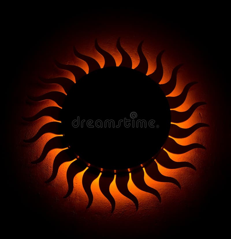 Red Sun with Led on the Wall Stock Illustration - Illustration of ...