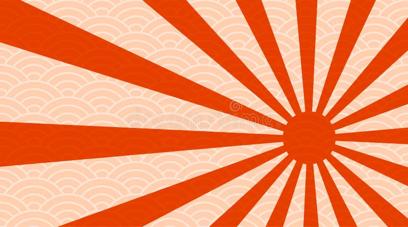 Red Sun Rays and Japanese Asian Sea Pattern. Japan Flag Background ...