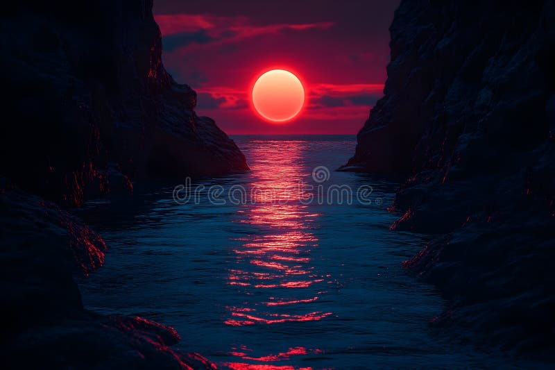 Moody Ocean Landscape Dark Rocks Cliffs Generative Ai Stock Photos ...
