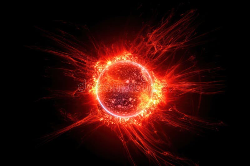 Red Sun Solar Flares Generative Ai Stock Illustration - Illustration of ...
