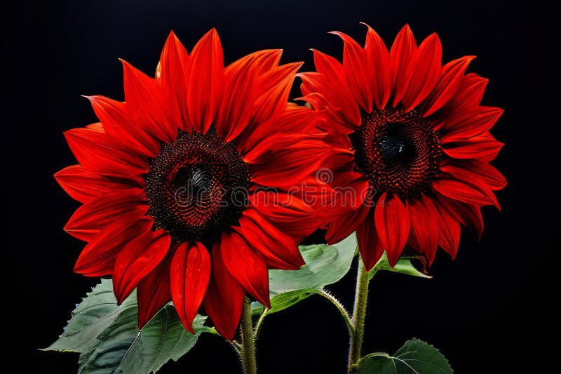 Red Sunflower Unique Red Petals with a Striking Appearance Stock ...