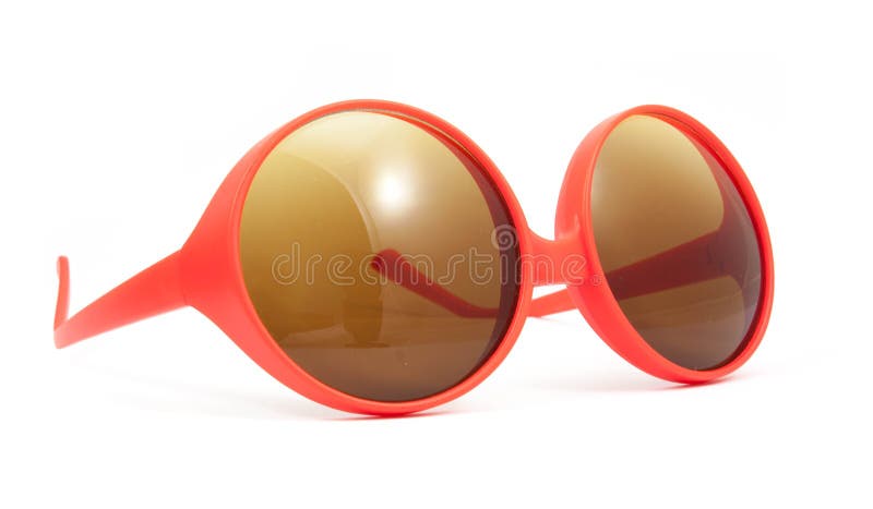 Cute Red Round Sunglasses on White Background Stock Photo - Image of ...
