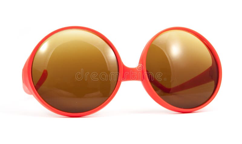 Cute Red Round Sunglasses on White Background Stock Photo - Image of ...