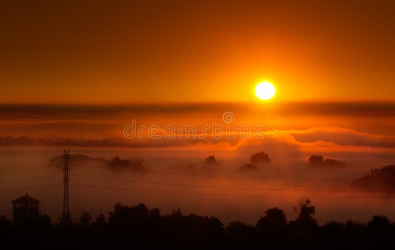 Red sunrise stock image. Image of plant, overcast, fresh - 26772119