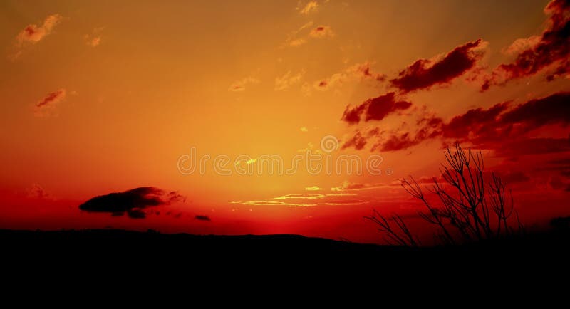 Red Sunset stock image. Image of sunset, nature, silhouette - 11553029