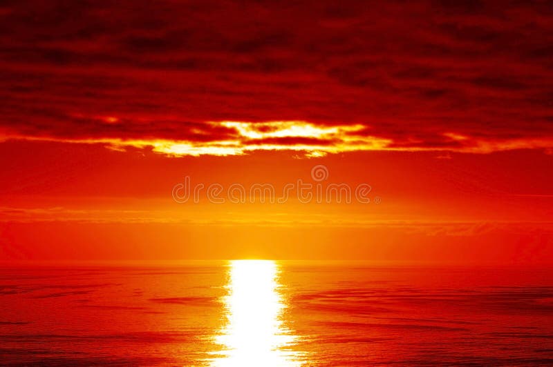 Beautiful Dunes, Ocean and Red Sunset in the Namib Desert Stock Photo ...