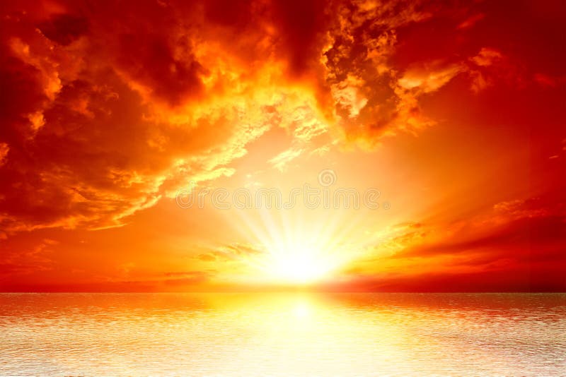 Red sunset stock image. Image of sunny, water, sunset - 23896871