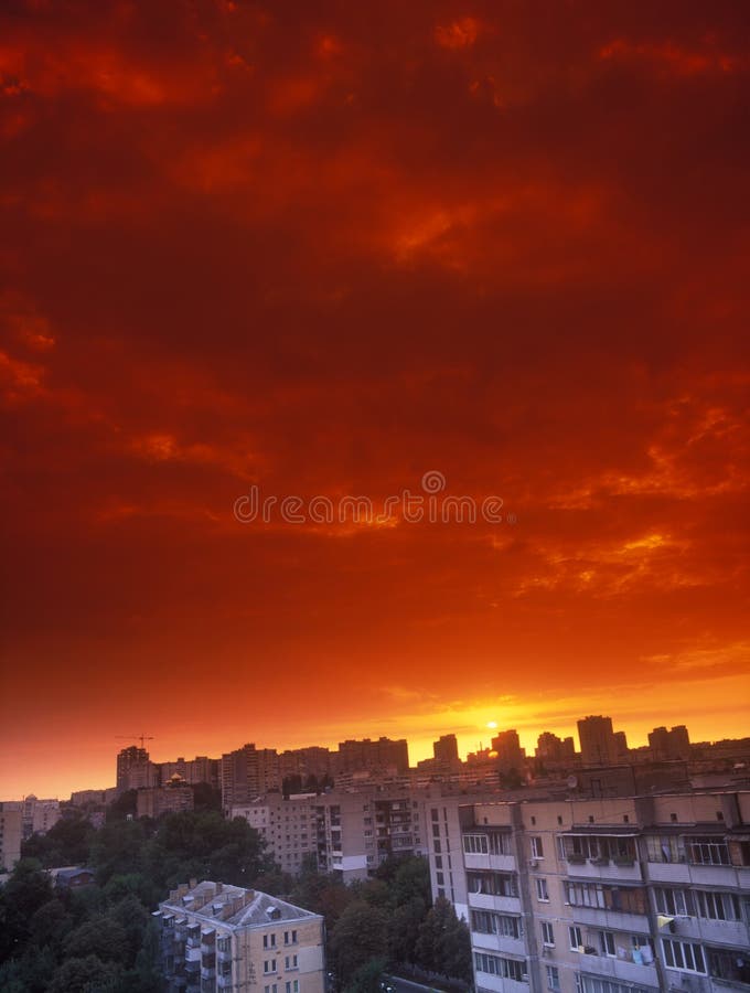 Red sunset. stock image. Image of dramatic, twilight - 27330413