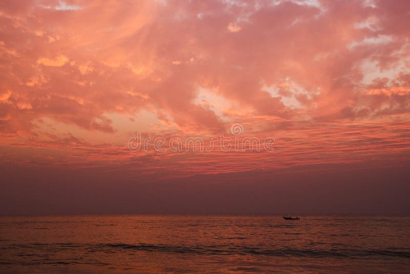 Red Sunset in Agonda Beach, South Goa, India Stock Image - Image of ...