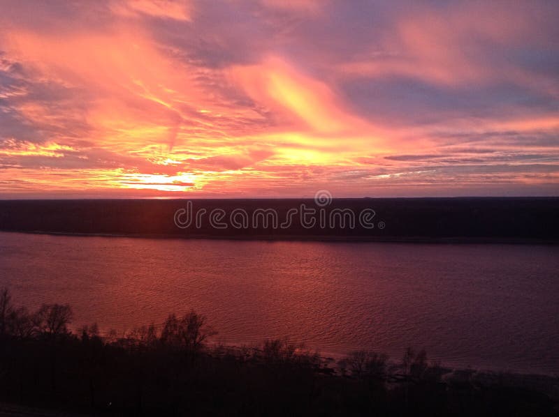 Red sunset stock image. Image of beautiful, forest, view - 97931449