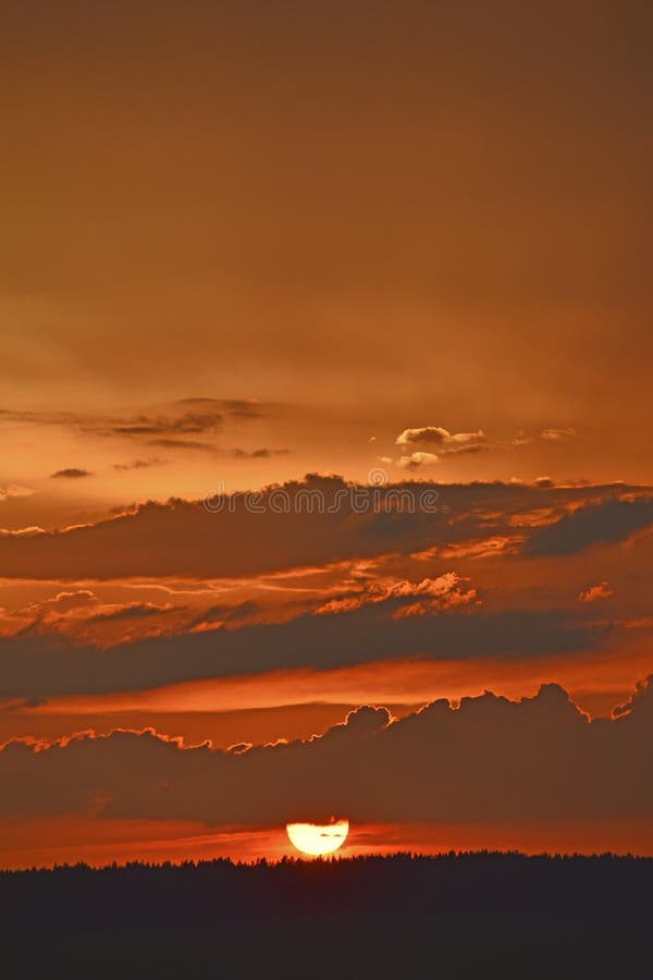 Red Sunset with Clouds in the Evening Stock Image - Image of outdoor ...