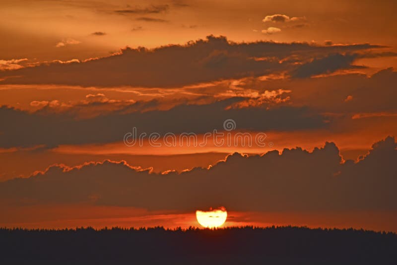 Red Sunset with Clouds in the Evening Stock Photo - Image of water ...