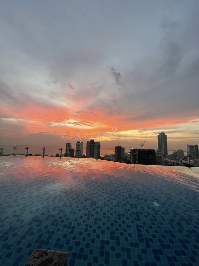 Red sunset in Colombo stock photo. Image of setting - 243972316