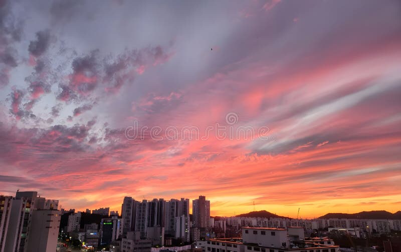 Red Sunset Covered the Whole City Editorial Stock Image - Image of ...