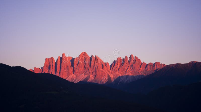 Red sunset Dolomites Alps stock photo. Image of italy - 79386404