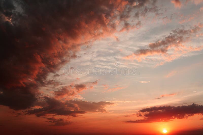 Red Sunset with Heavy Clouds. a Storm is Coming Stock Photo - Image of ...